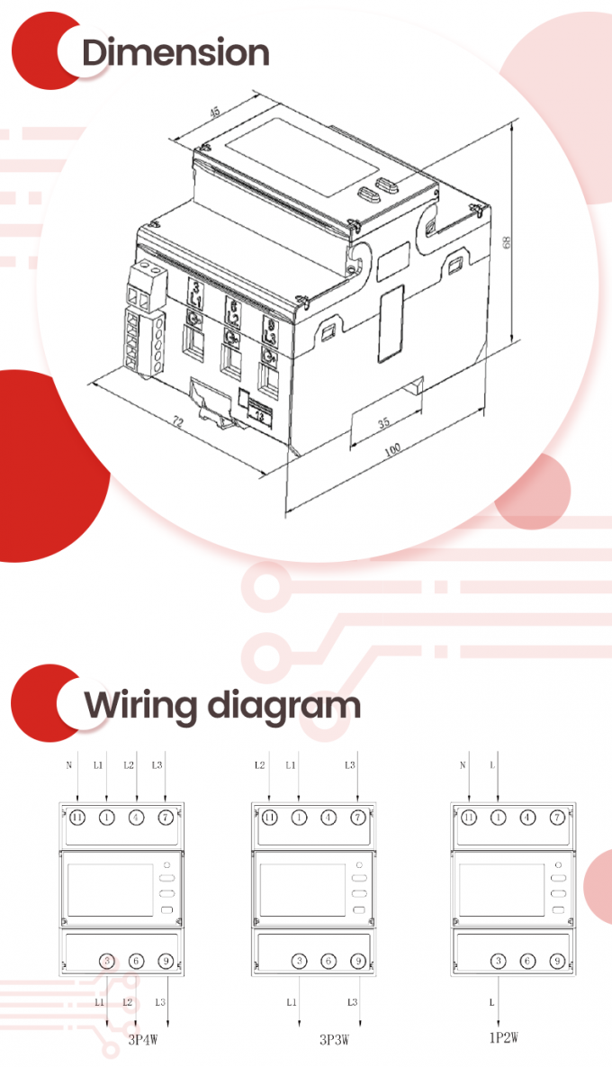 High Precision Modbus RTU Three Phase Power Analyzer for Energy ...