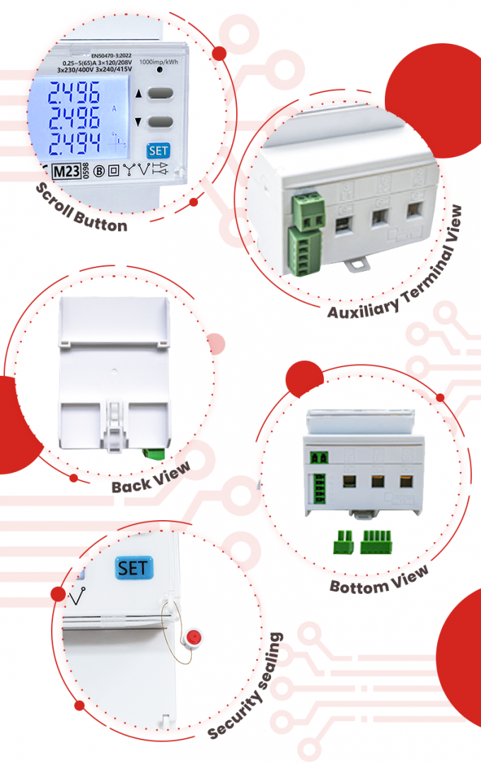 EM4372 5 65 A Three Phase 65A MID Approved Modbus KWH Meter for Smart ...