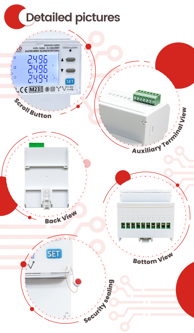 High Precision Modbus RTU Three Phase Power Analyzer for Energy Management System