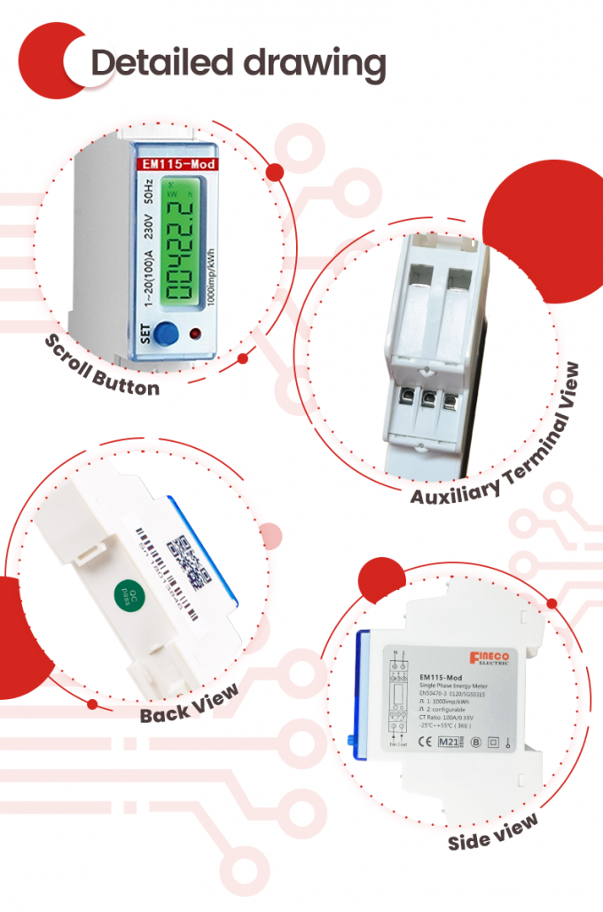 2 Phase Bi-Directional Induction Watt Hour Meter with Modbus RTU/M-bus