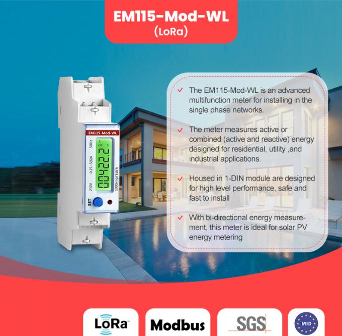Modbus RTU Communication EM115-Mod-WL 230V 5A Wireless Single Phase ...