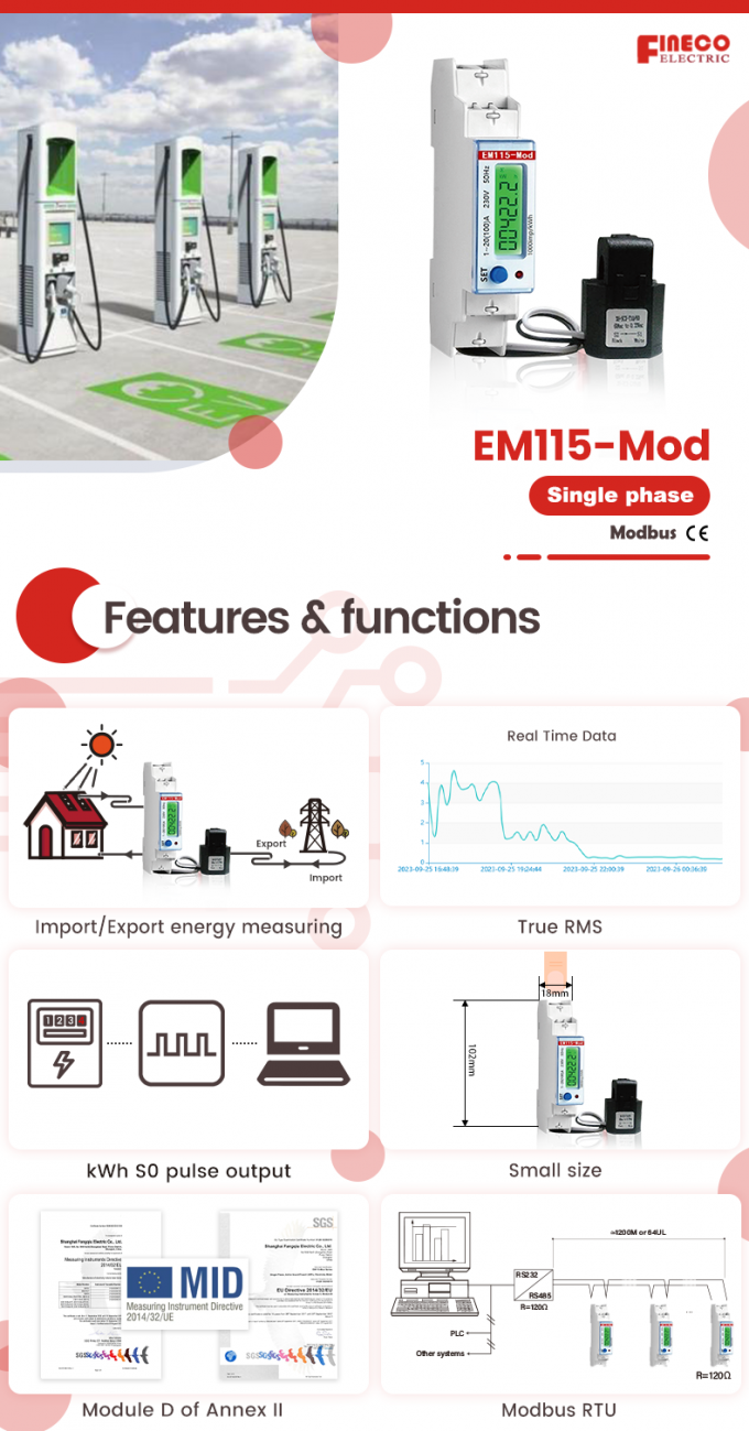 2 Phase Bi-Directional Induction Watt Hour Meter with Modbus RTU/M-bus