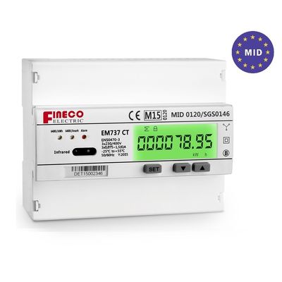 MID Approved Three-Phase Modbus Energy Meter EM737 CT 3*230/400V 10 100 A