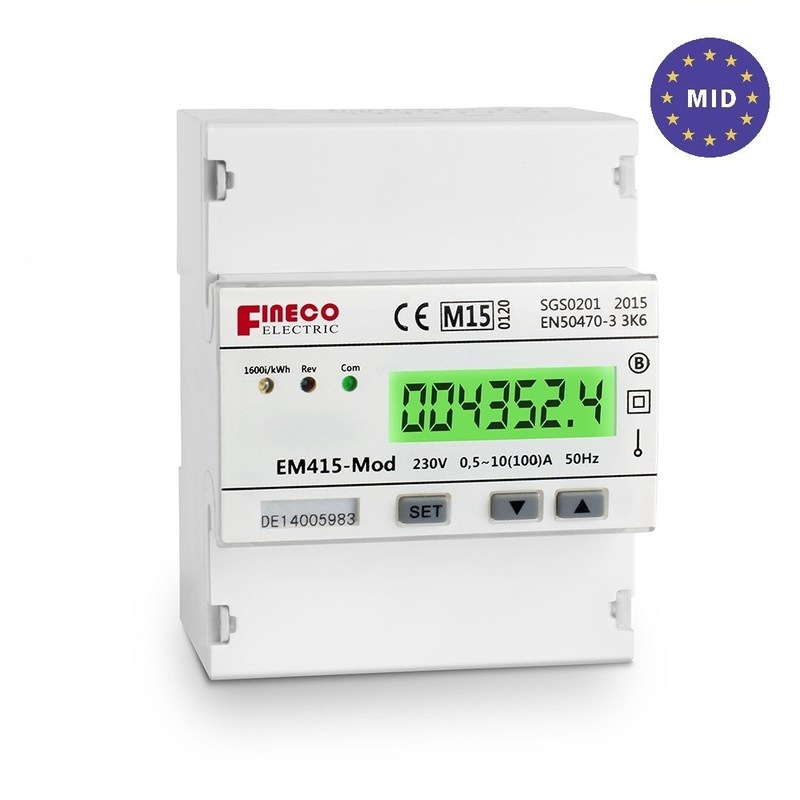 Single Phase RS485 Kilowatt Hour Meter EM415-Mod 230V 10 100 A MID ...